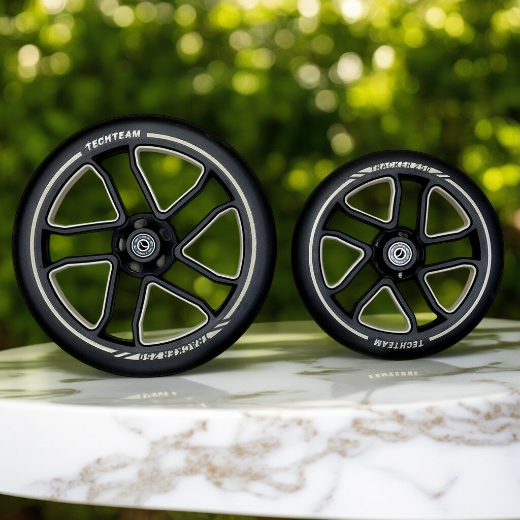 Колеса для городского самоката 250мм+200мм и 4 подшипника ABEC 7, черный