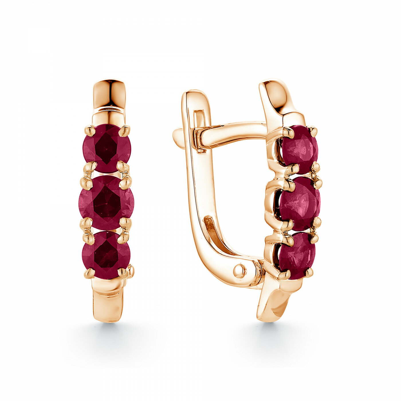 Серьги, красное золото, 585 проба, рубин