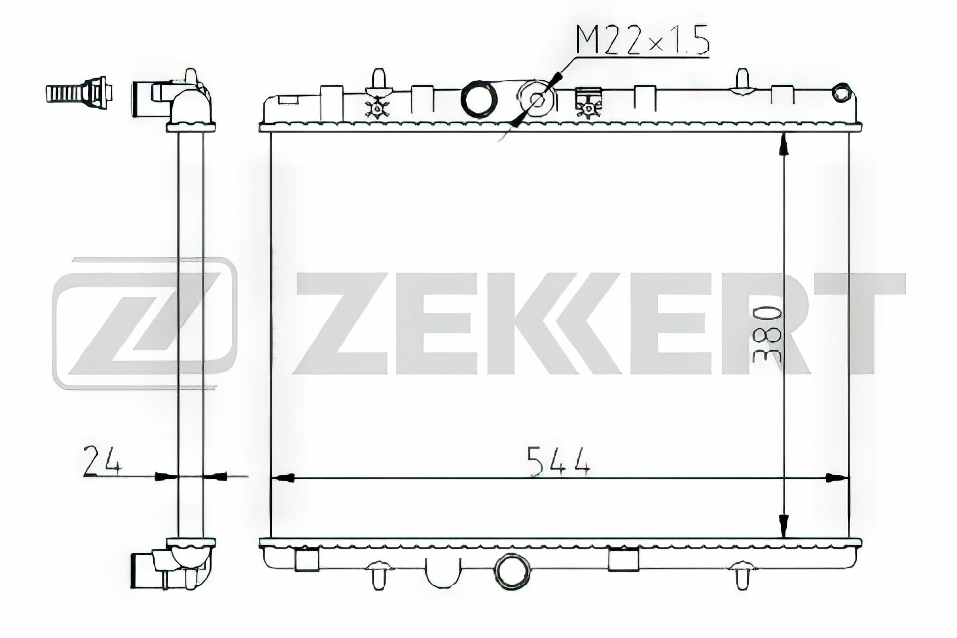 Радиатор охлаждения двигателя Citroen C2 03- C3 I II 02- C4 Cactus 14- Peugeot 2008 13- 207 06- Zekkert арт. mk-1344
