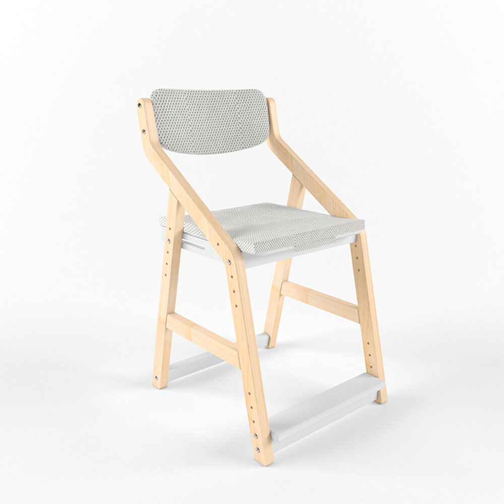 Стул растущий для школьника Робин Wood (Вуд) цвет Комбо белый с чехлом Белый Велюр