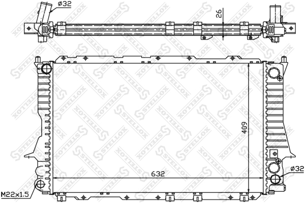 Радиатор Audi 100 A6 2.6 2.8 90-97 Stellox 10-25053-SX