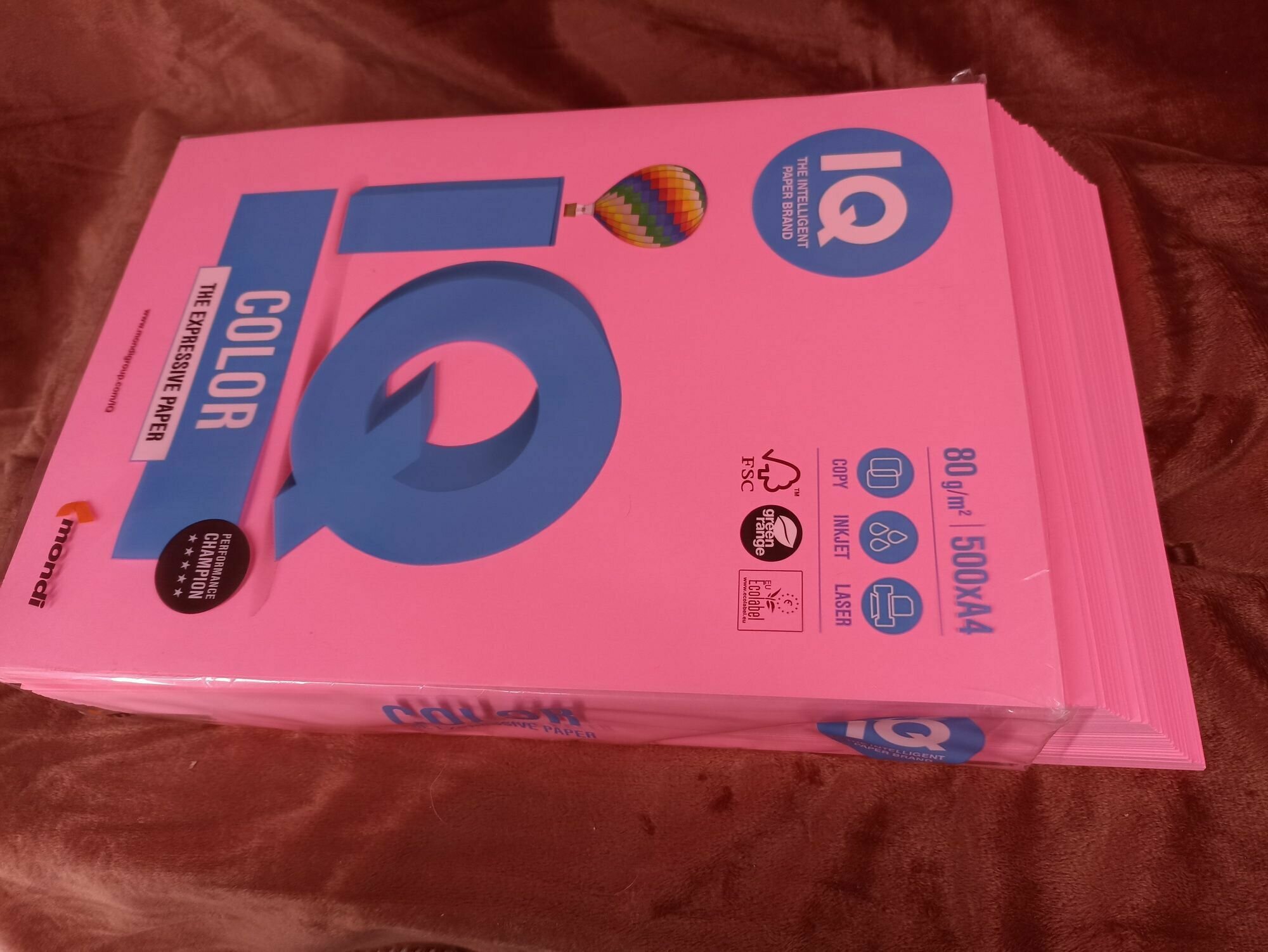 Бумага цв. IQ COLOR Розовый неон Neon NEOPI (А4,80г, 500л) для всех видов принтеров и творчества, в фирменной коробке Драйв Директ