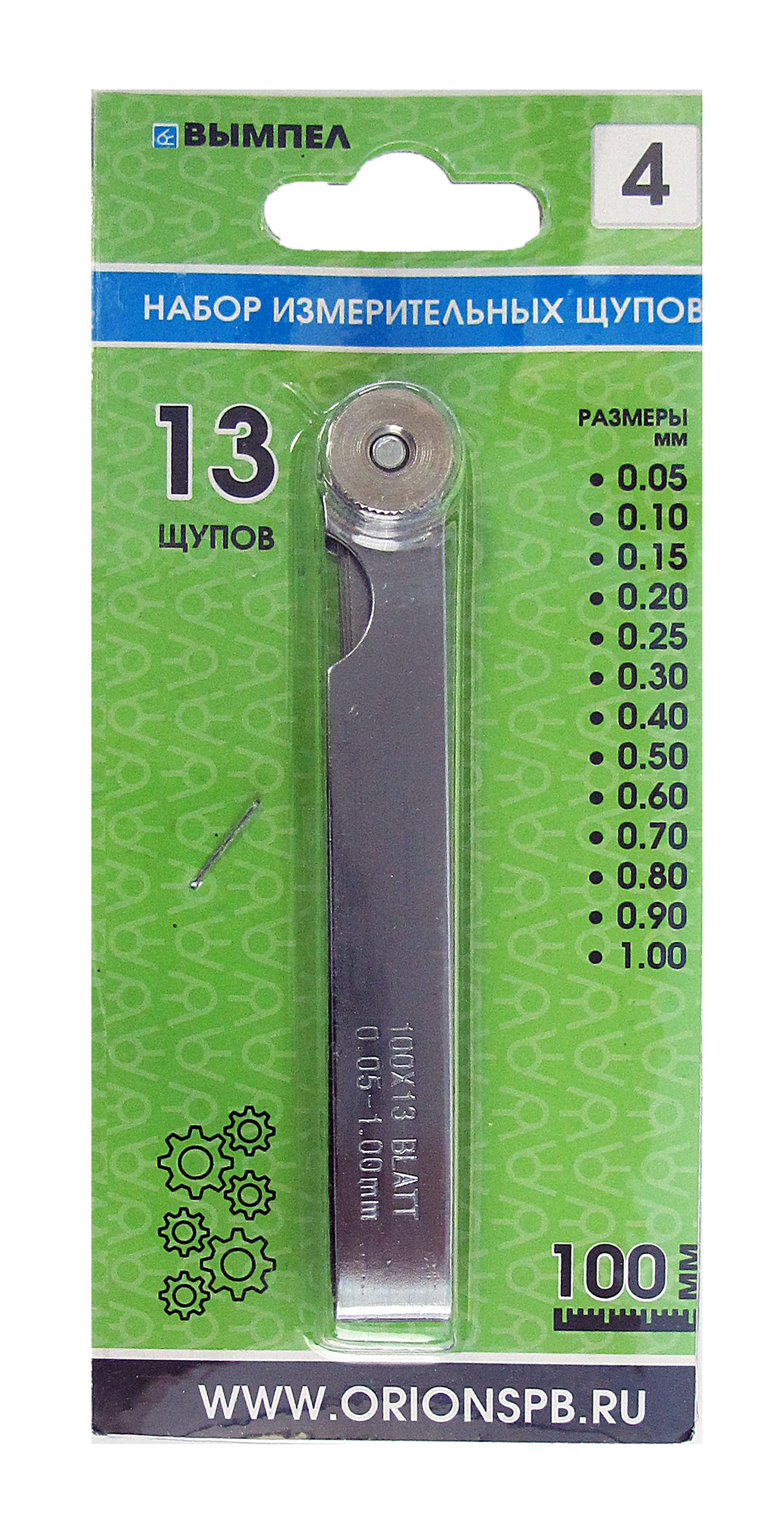 Вымпел 5197 набор щупов 4 0.05-1 мм, 13 щупов, 100 мм\