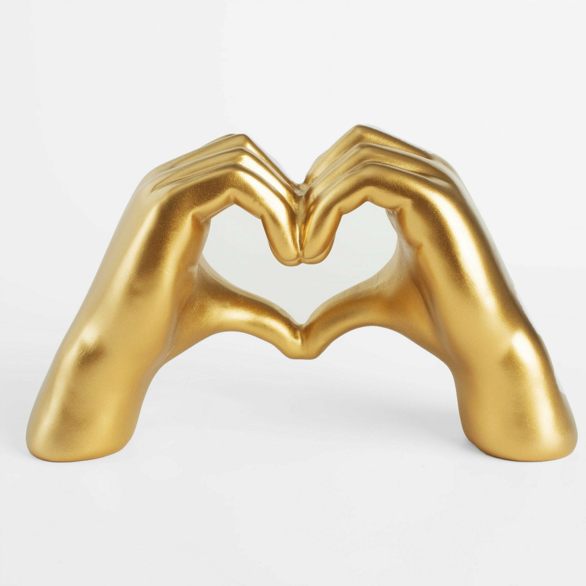 Статуэтка, 24 см, полирезин, золотистая, Жест сердца, Hand, Kuchenland