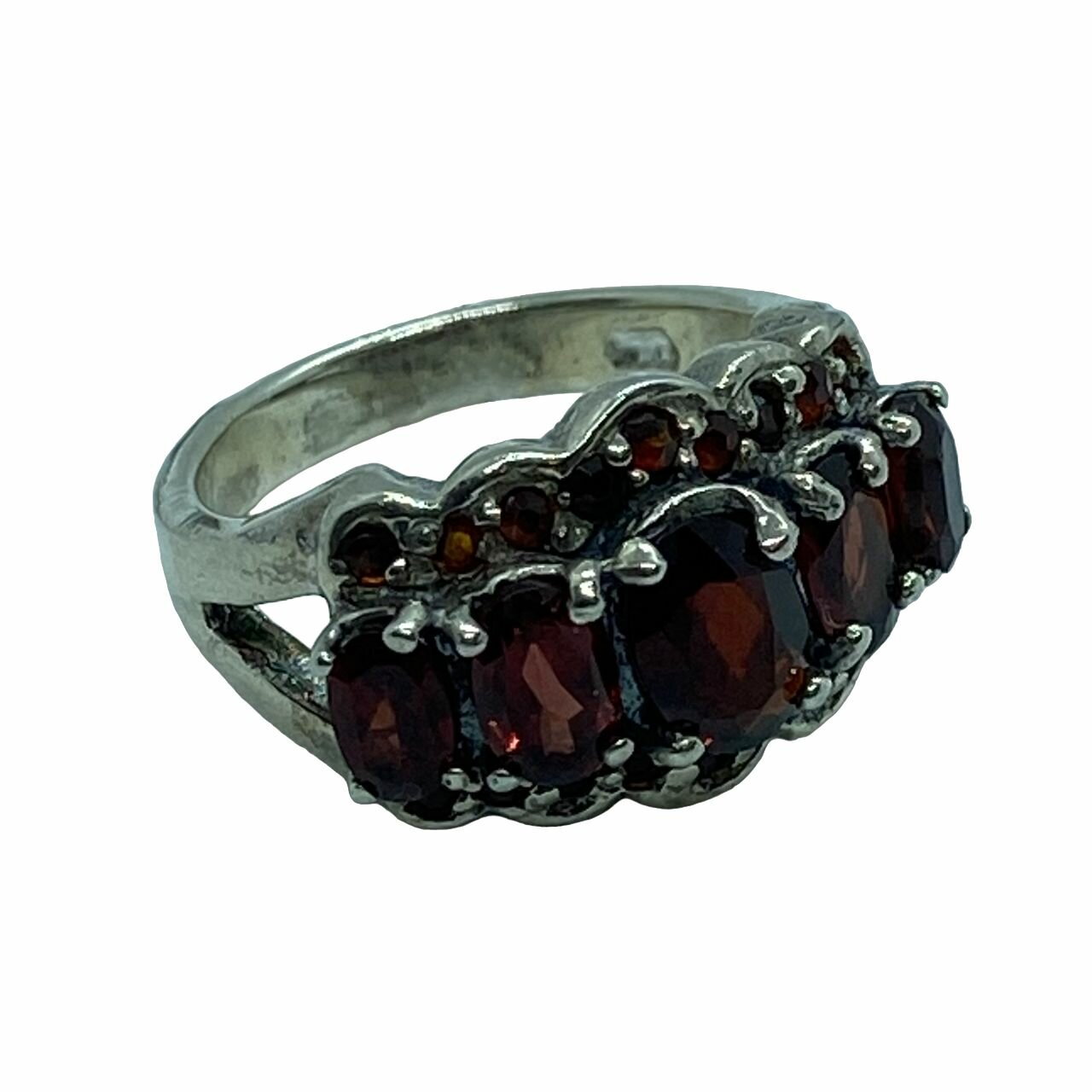 Кольцо на фалангу, широкое, серебро, 925 проба, родирование, гранат