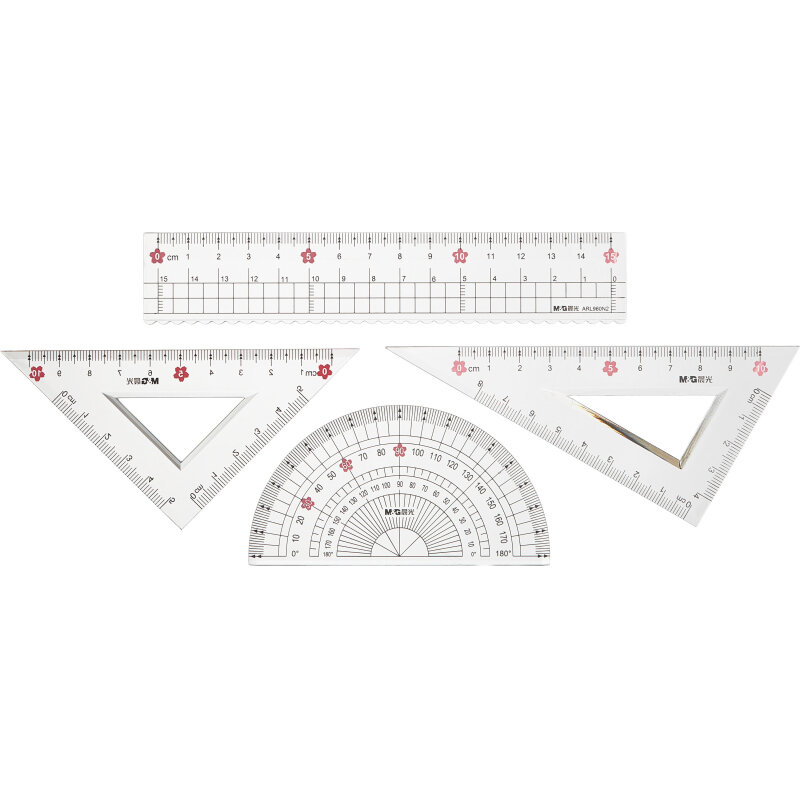 Набор чертежный M&G Sakura Rain (линейка, транспортир, 2 треугольника) 1773899 ARL960Y4