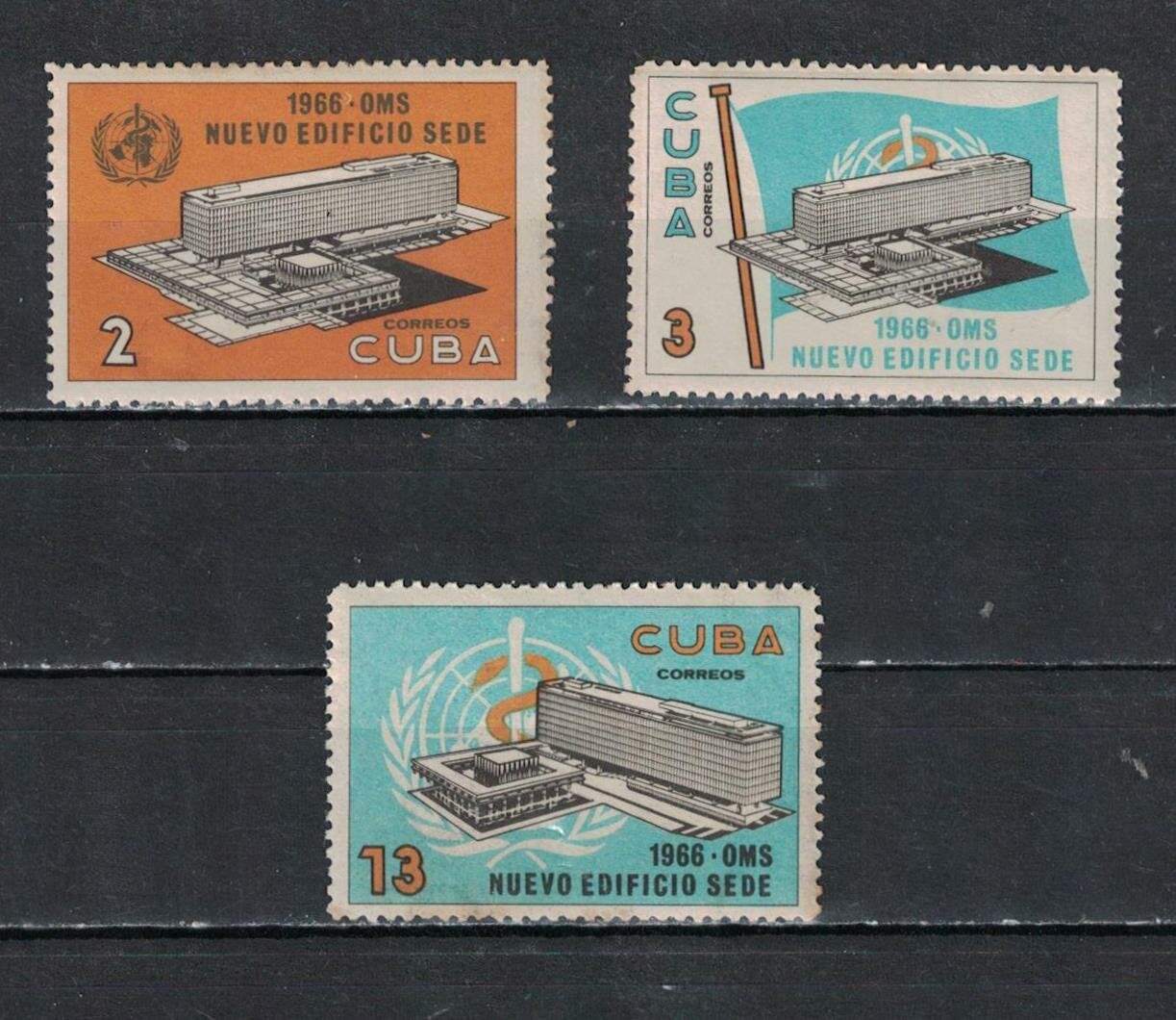 Почтовые марки Куба 1966г. "Торжественное открытие ВОЗ. Штаб-квартира, Женева" ООН NG