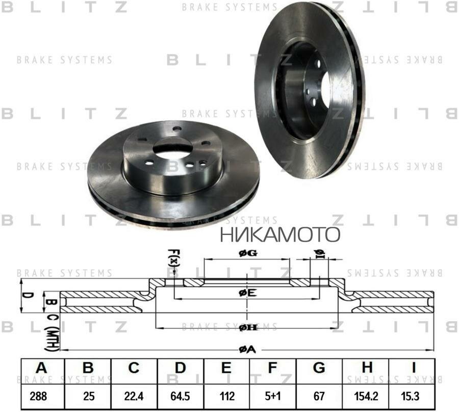 BLITZ BS0266 Диск тормозной передний вентилируемый