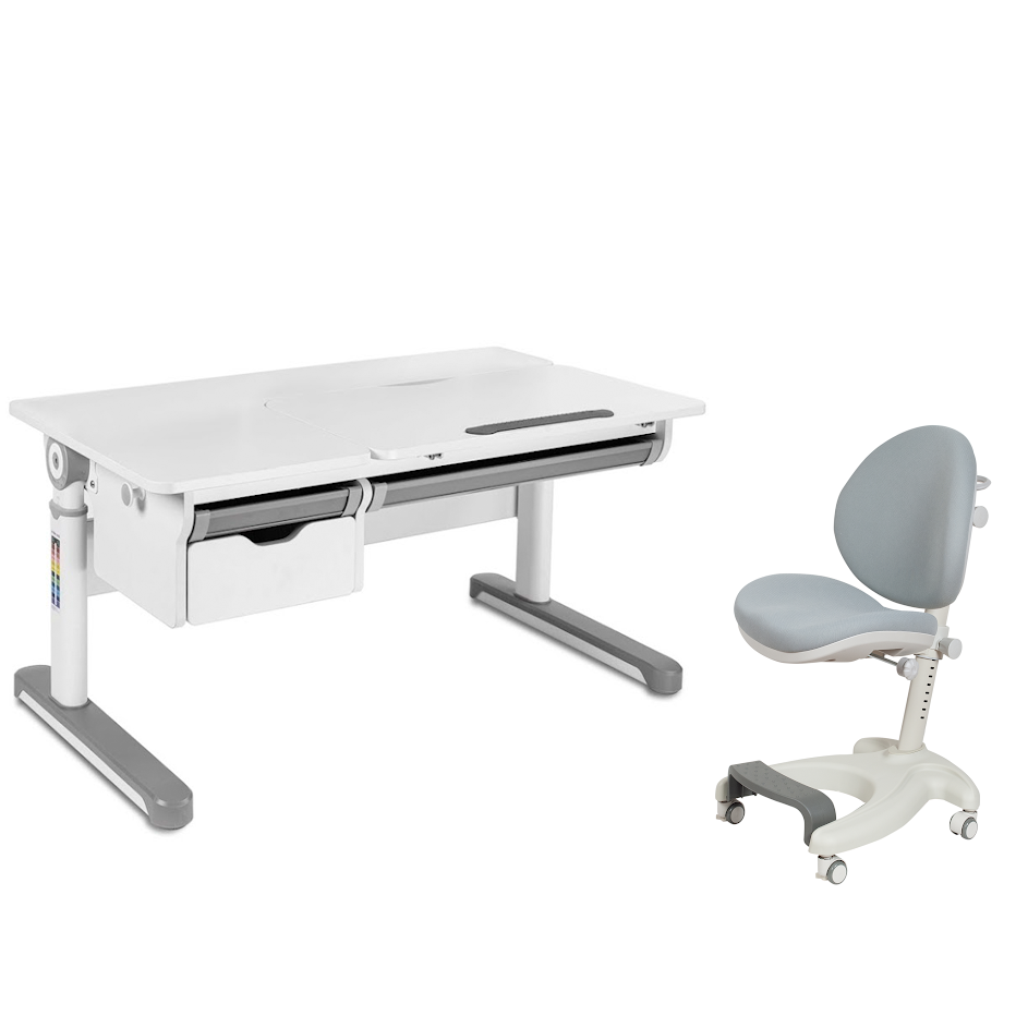 Комплект парта Creare + кресло Cielo, серый, выдвижные ящики