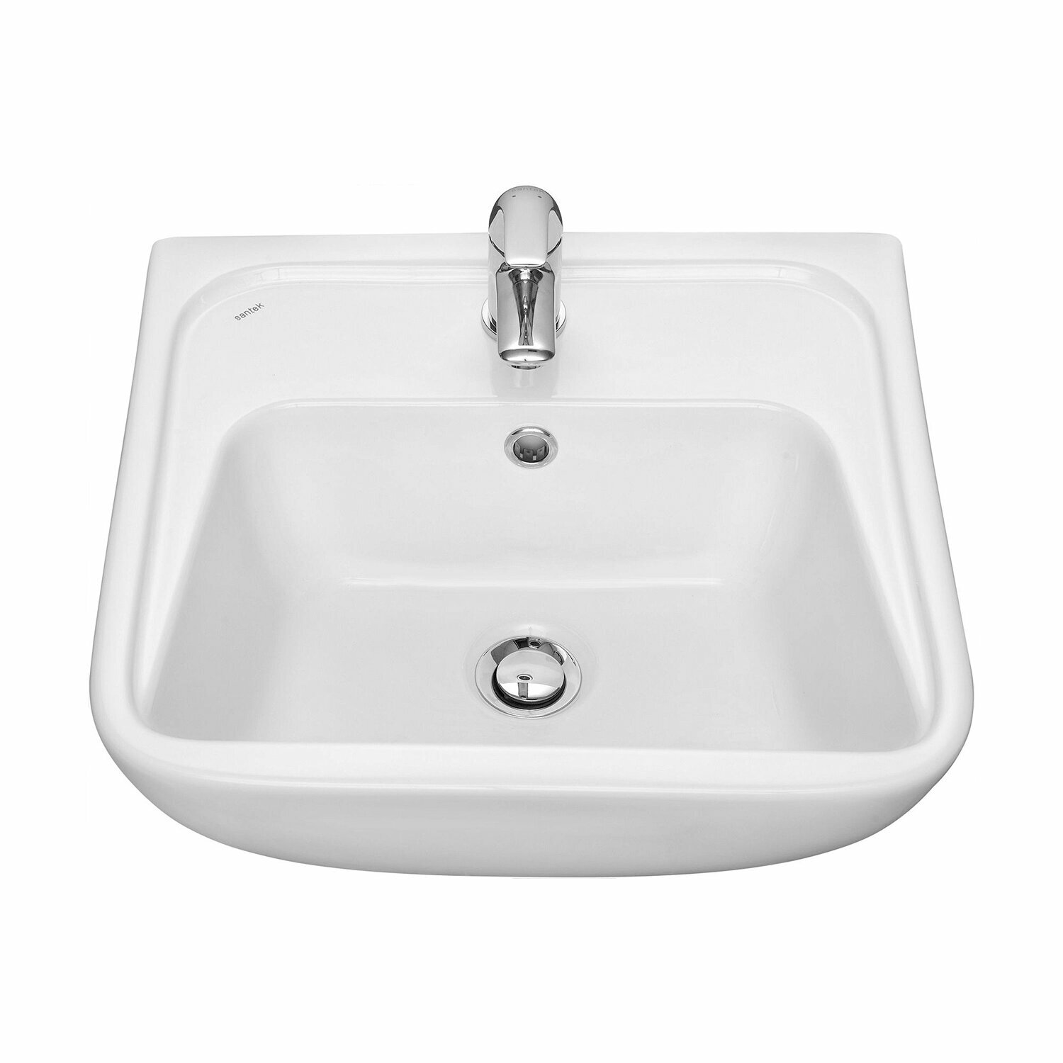 Раковина подвесная Santek "Лонги-45" 455х420х200 фарфор, 1 отверстие под смеситель, белая (1. WH50.1.753)