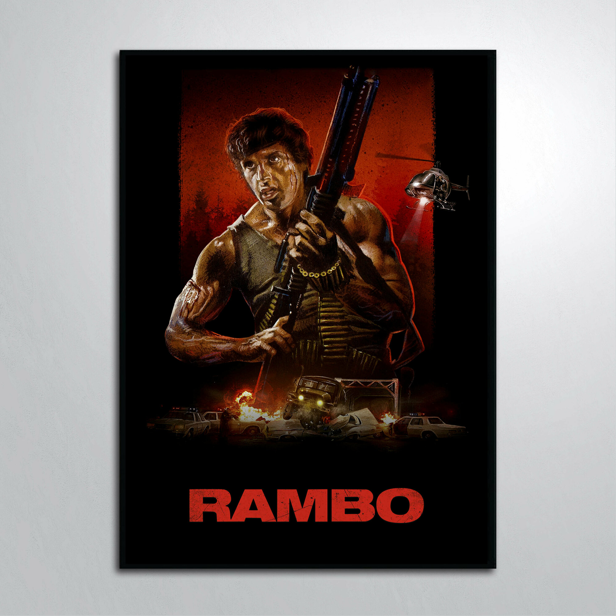 Постер в раме/Рэмбо Первая кровь Сильвестр Сталлоне Карандаш First Blood