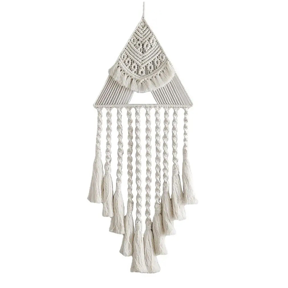 Макраме-панно на стену "Треугольник" из хлопкового шнура (26 х 65 см)