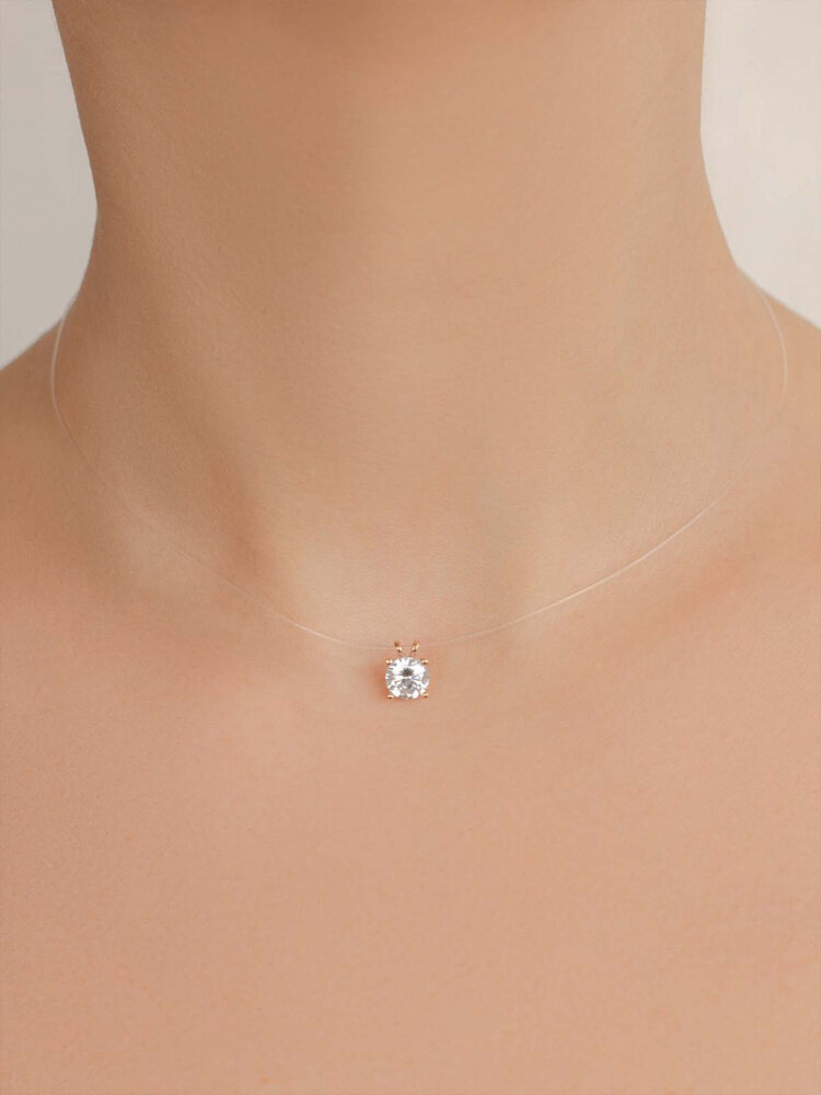 Колье, красное золото, 585 проба, фианит