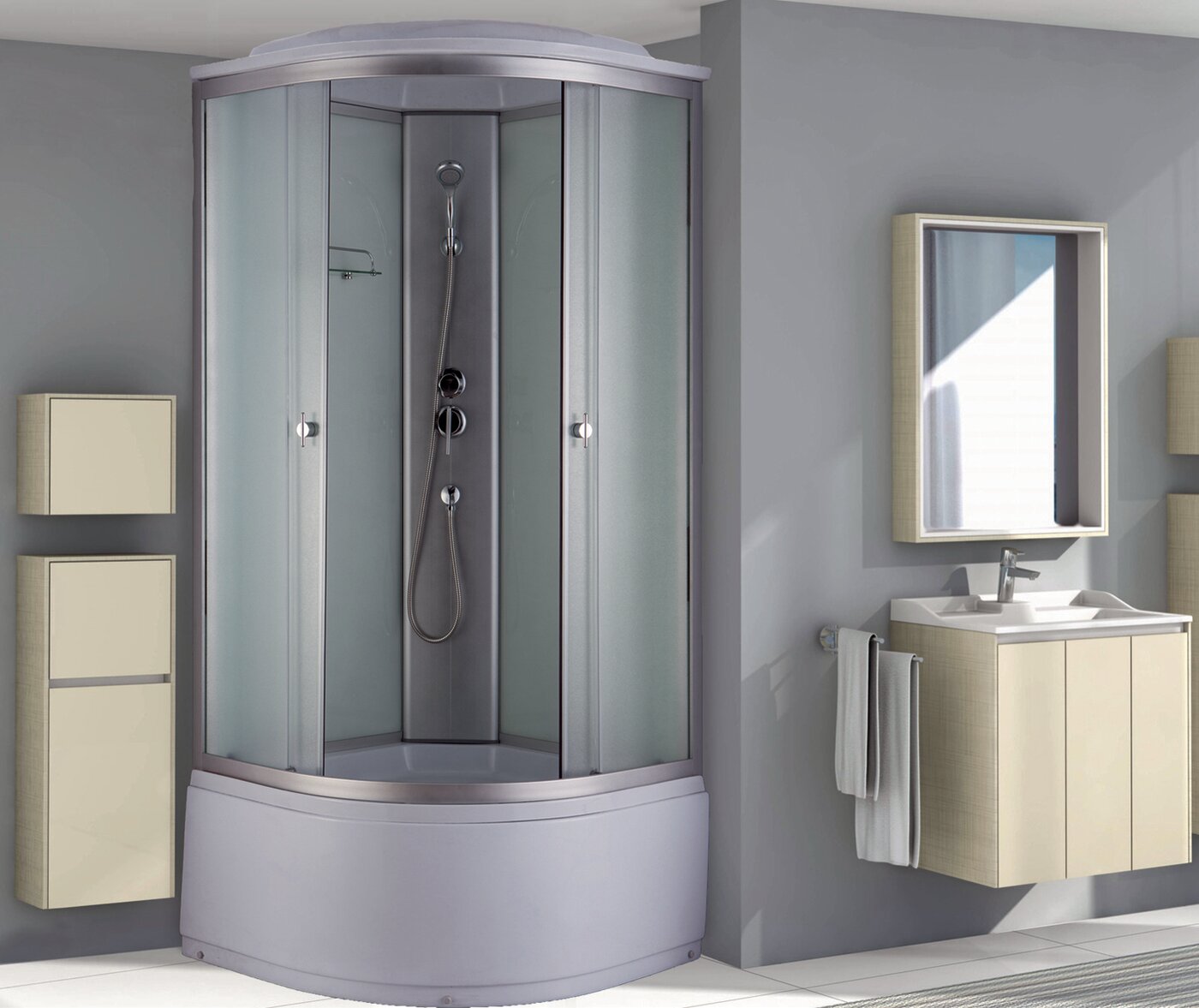 Душевая кабина Niagara NG-2309-14G (1000х1000х2150) высокий поддон (45см) гидромассаж стекло матовое