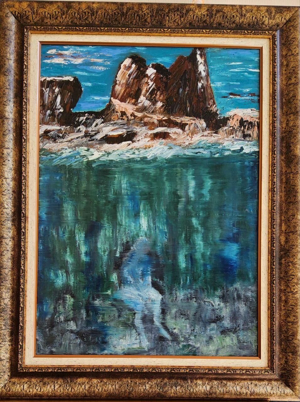 Картина в раме. Миляева Нина "Утопленница", холст, масло, 70x50. Авторская живопись.