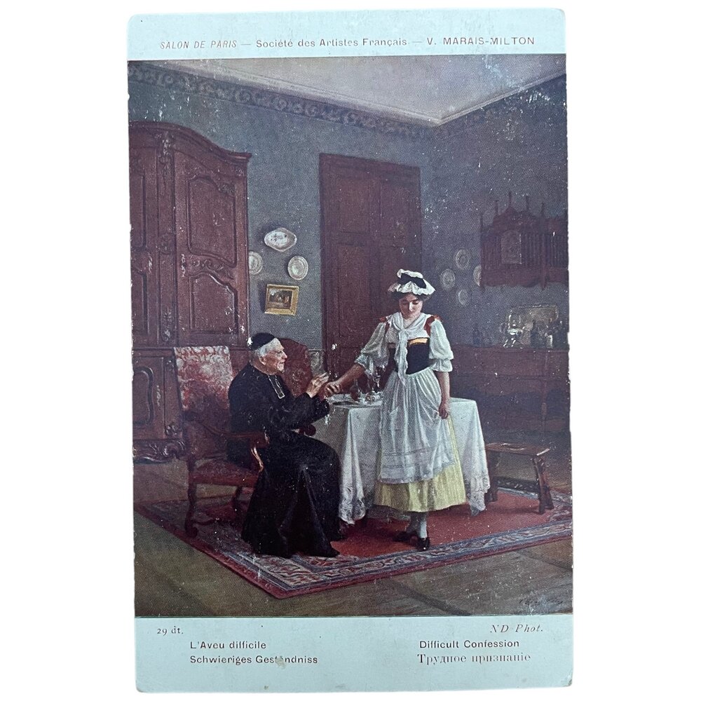 Почтовая открытка "Трудное признание" 1900-1917 гг. Франция