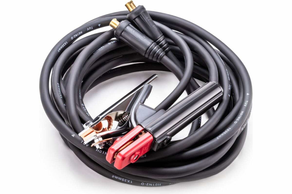 Сварочный кабель FOXWELD Два провода по 5 м, сечение 35 мм2, с электрододержателем и зажимом (7023)