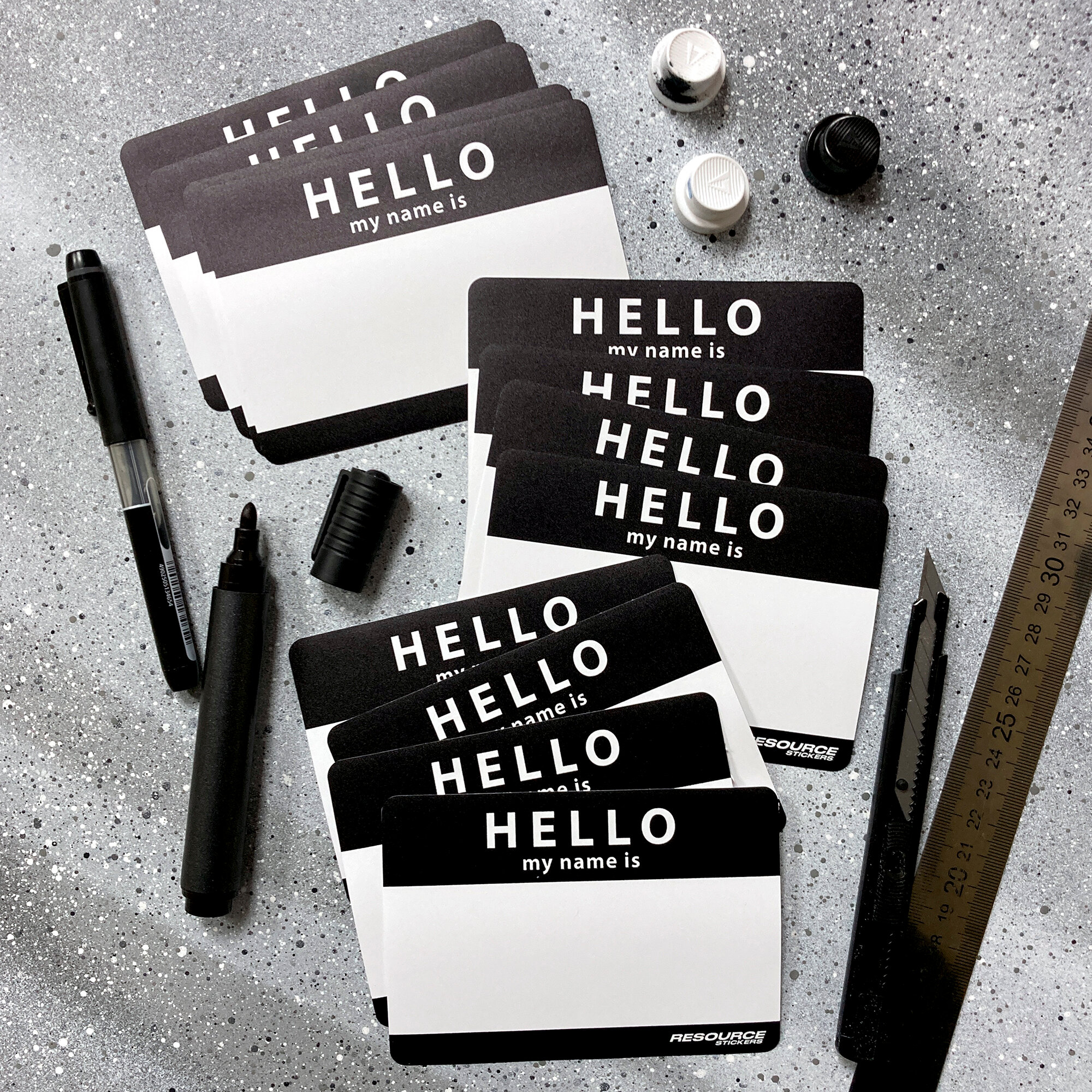 Виниловые стикеры Hello my name is 12шт / Resource Stickers