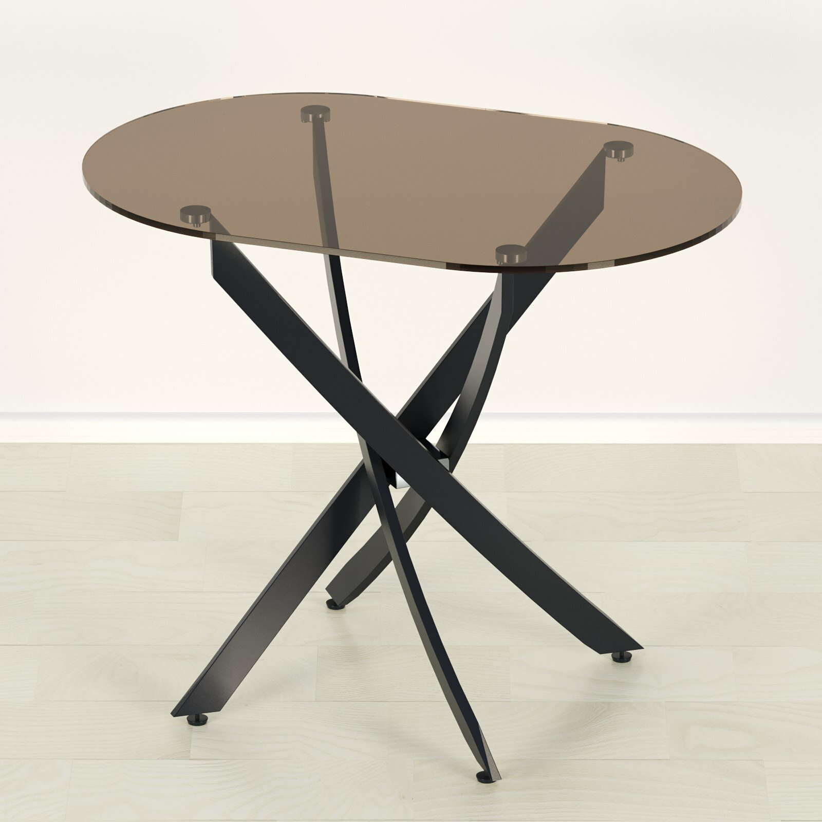 Стеклянный стол овальный Рим-23 бронза/черный (1200х750)