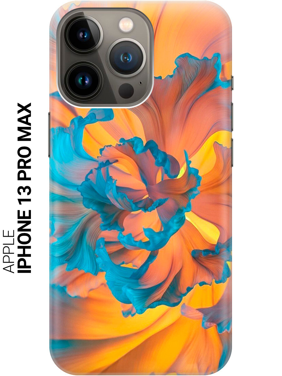 Силиконовый чехол на Apple iPhone 13 Pro Max / Эпл Айфон 13 Про Макс с рисунком "Желто-голубой цветок"