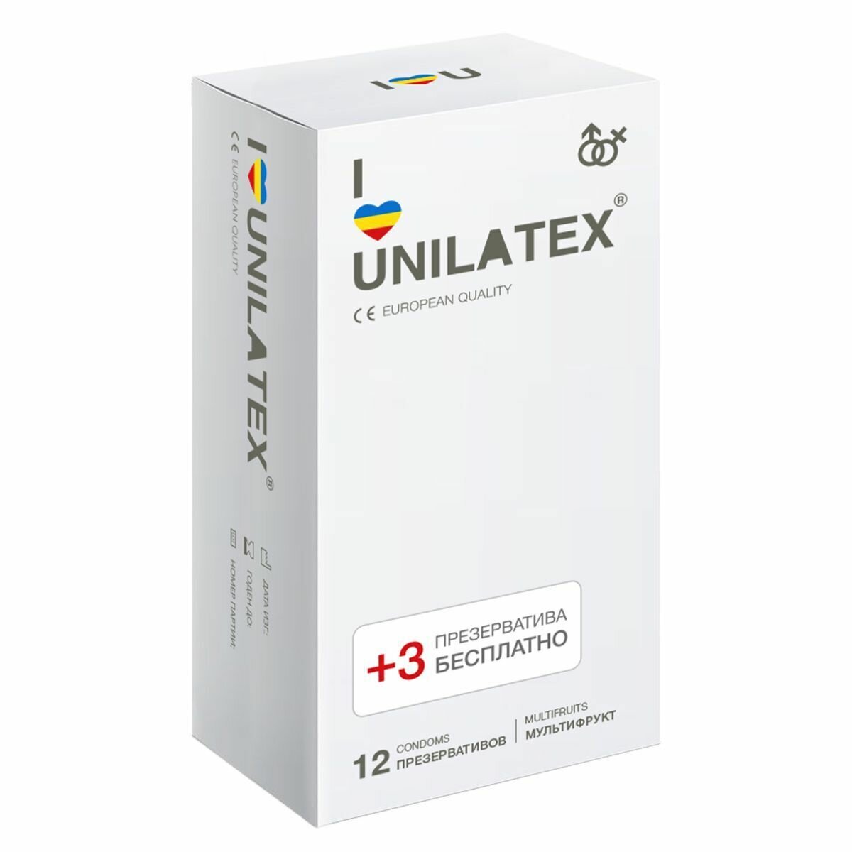 Презервативы Unilatex, multifruits, аромат, цветные, 19 см, 5,4 см, 15 шт