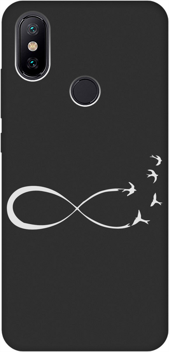 Матовый Soft Touch силиконовый чехол на Xiaomi Mi 6X, Mi A2, Сяоми Ми 6Х, Ми А2 с 3D принтом "Infinity W" черный