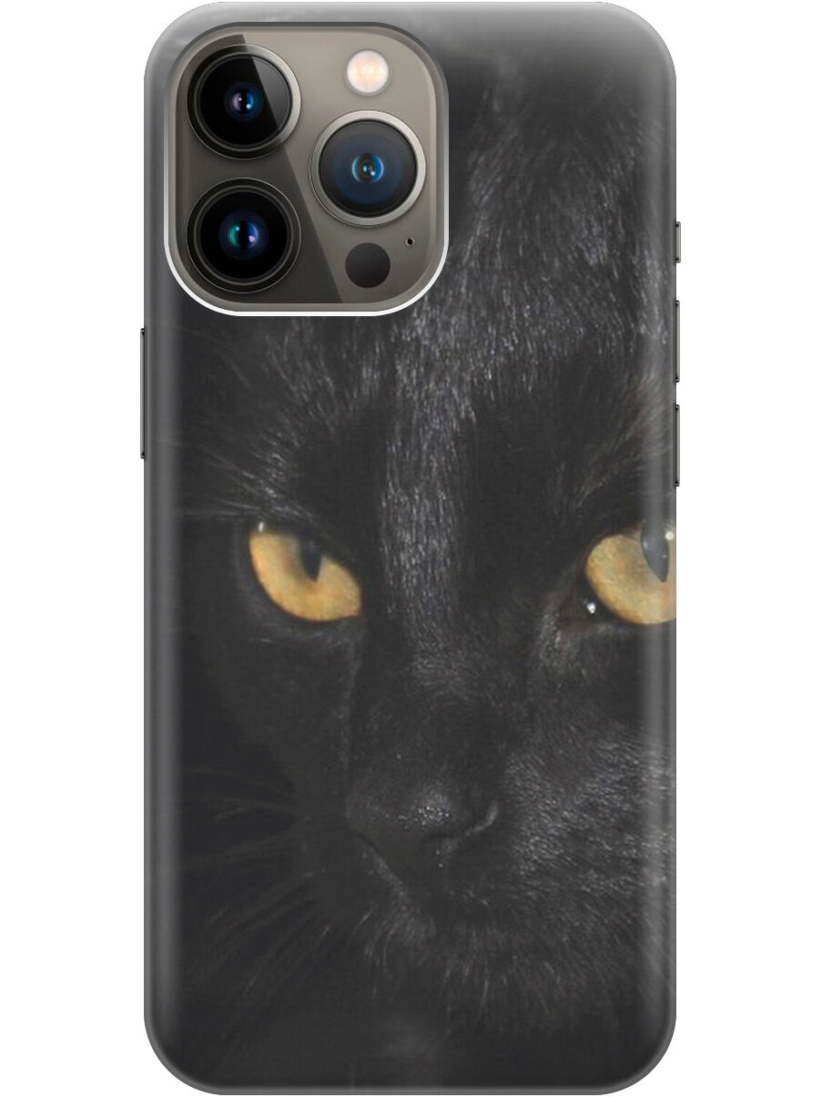 Силиконовый чехол на Apple iPhone 13 Pro / Эпл Айфон 13 Про с рисунком "Черная кошка"