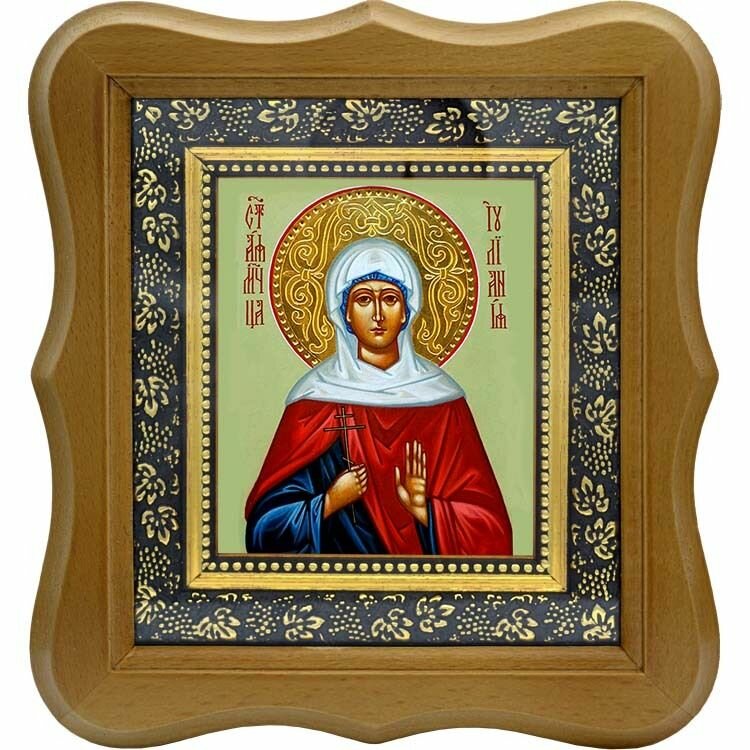 Иулиания Россонская мученица. Икона на холсте. (10 х 12 см / В фигурном киоте)