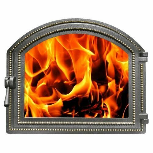 Дверка каминная Везувий 217 со стеклом чугунная топочная (Бронза)