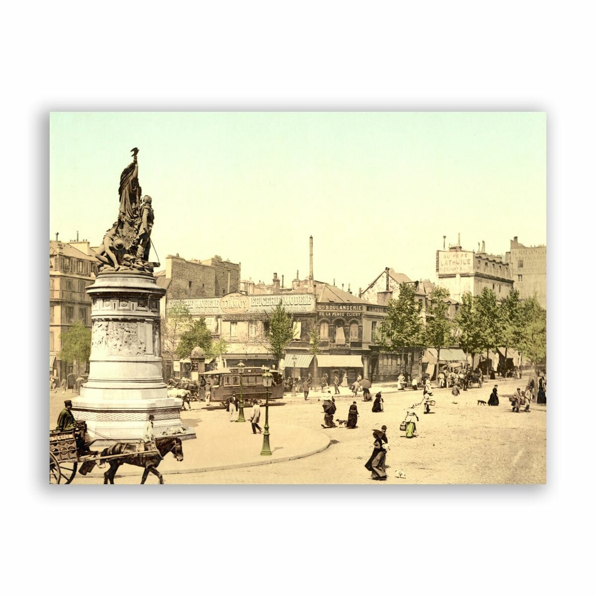 Постер, плакат на бумаге / Street scene and monument, Paris, France / Размер 30 x 40 см
