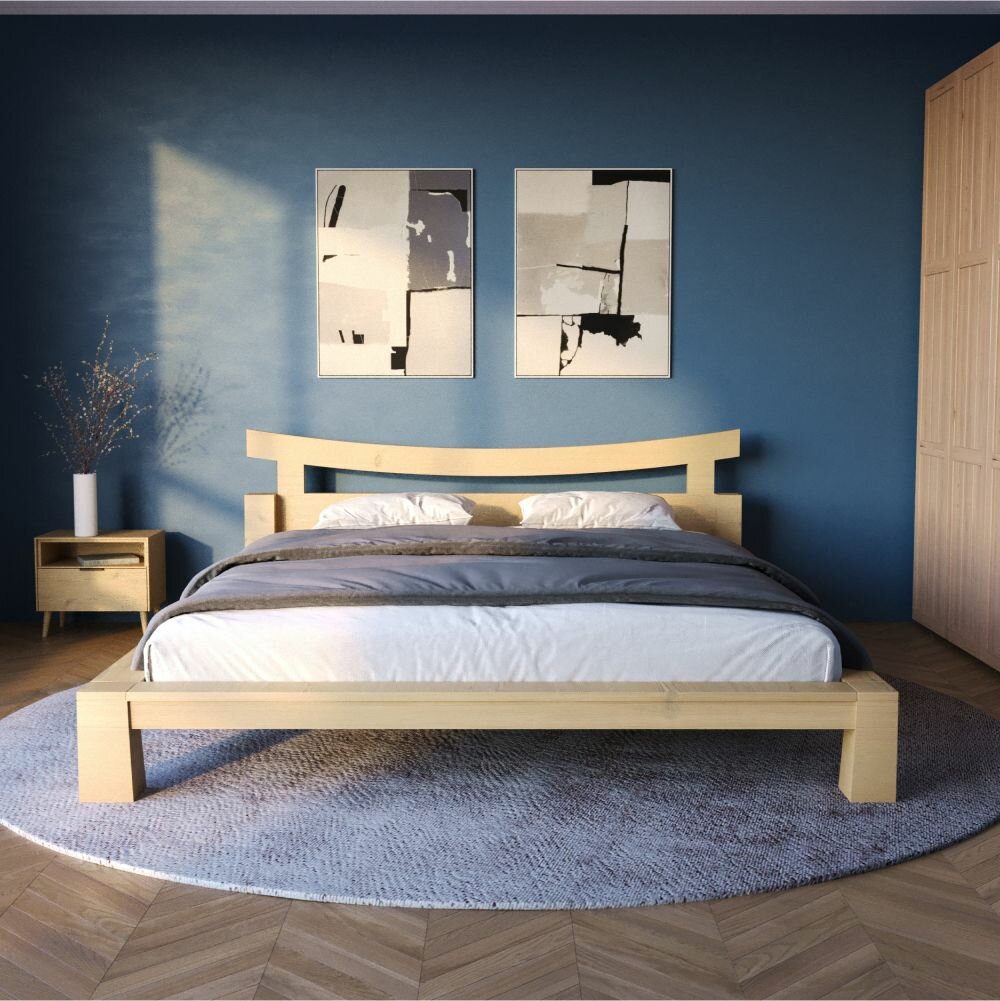 Кровать двуспальная массив 140x190 Йошико цвет Сосна