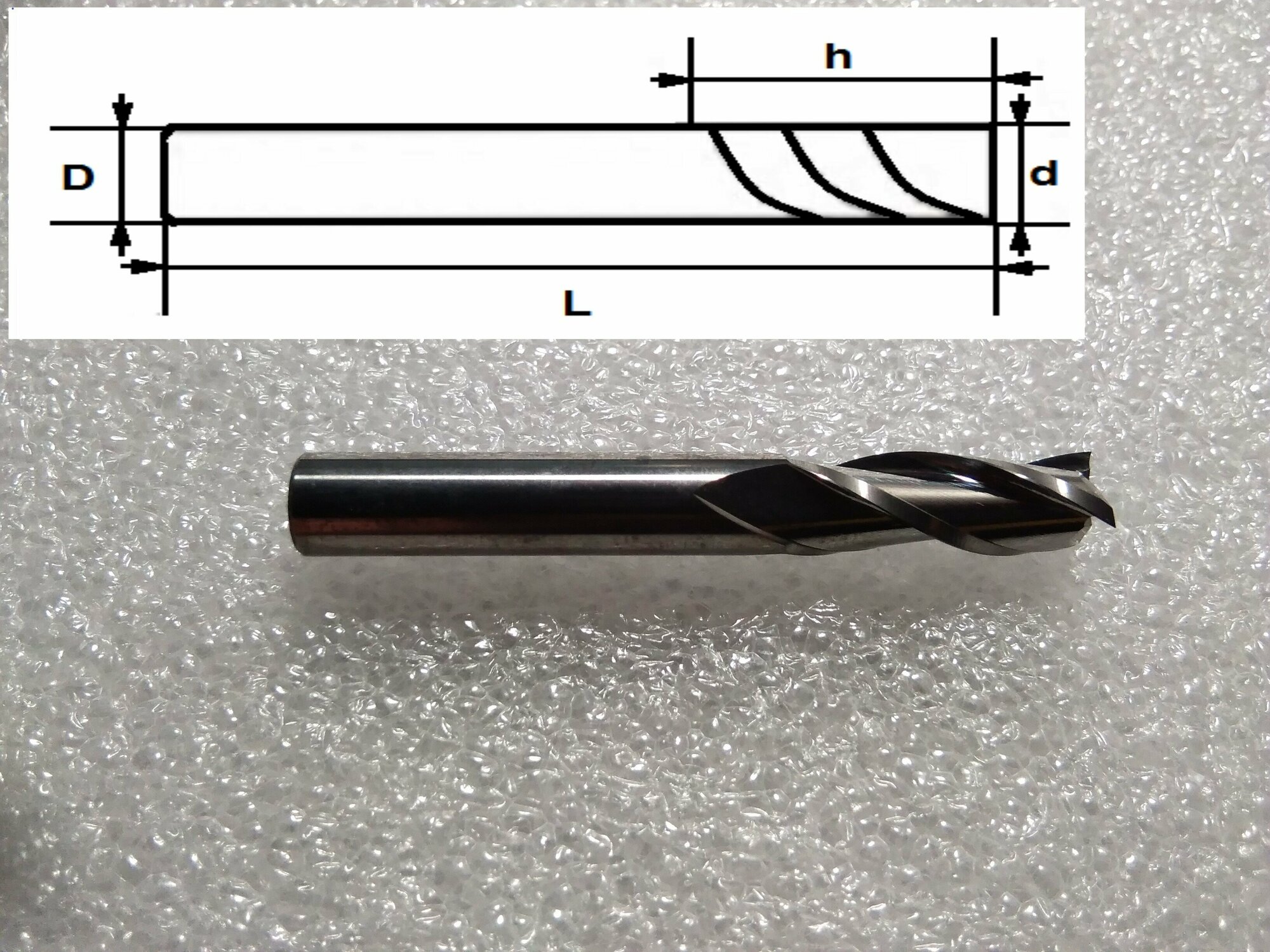 Спиральная трехзаходная фреза 3L617, d-6/ h-17/ D-6/ L-45. X series для ЧПУ станка.