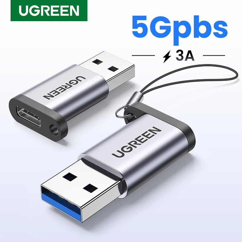 Ugreen USB 3.0 – USB C, 2шт, Grey — фото 1