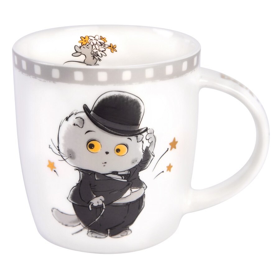 Кружка BUDI BASA Кот Басик Чарли Чаплин, 400 мл