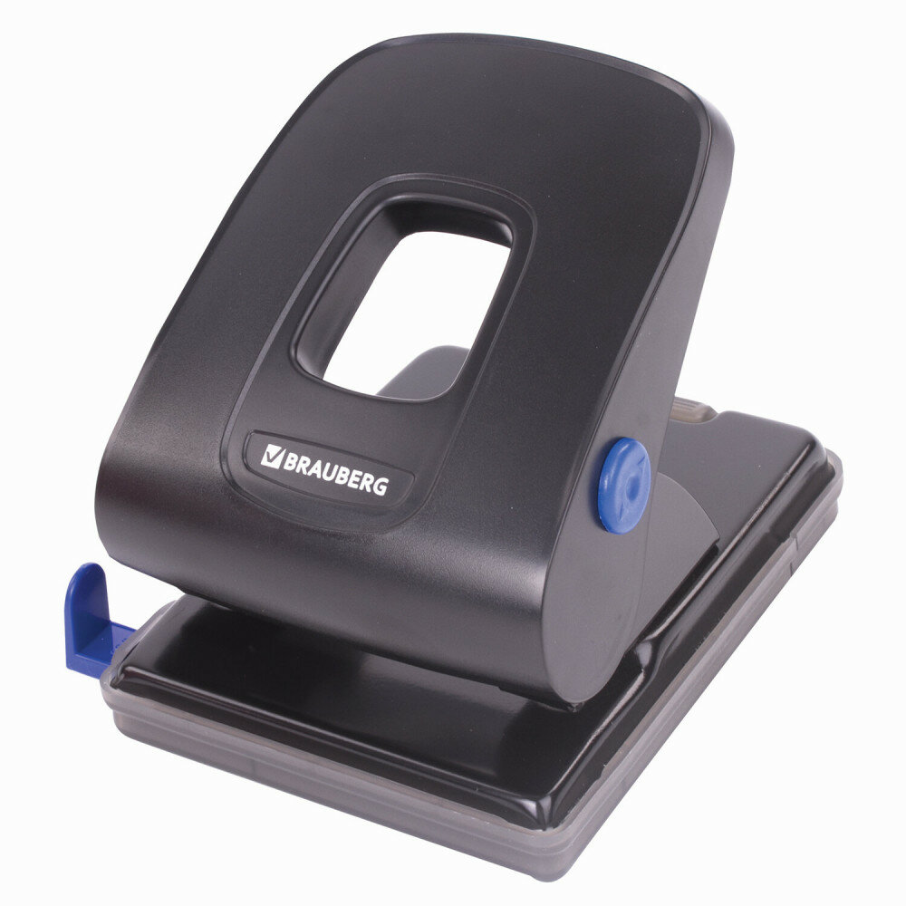 Дырокол металлический BRAUBERG "Extra", до 40 листов, черный, 229093, 1 шт