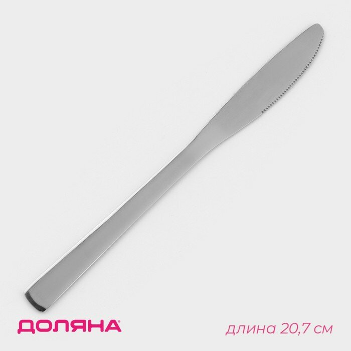 Нож столовый из нержавеющей стали Доляна Оптима, длина 20.7 см, толщина 2 мм, серебристый, 6 шт.