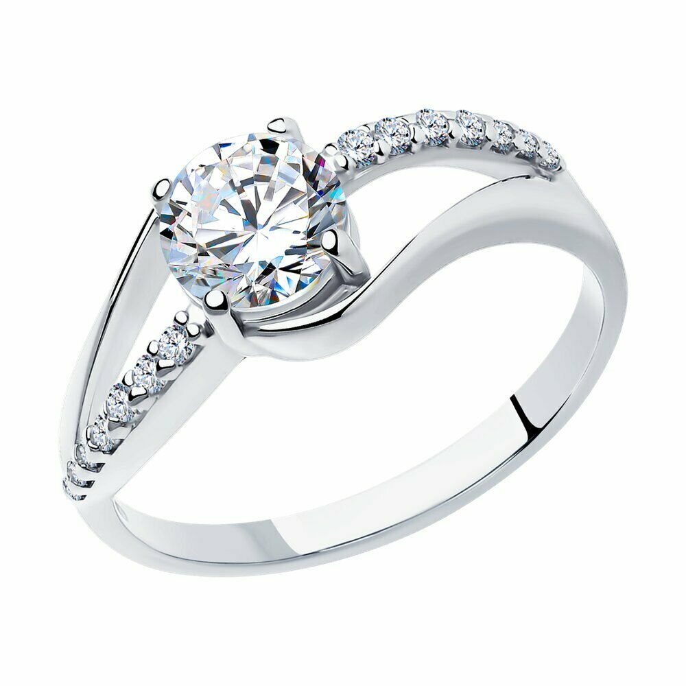 Кольцо, серебро, 925 проба, родирование, фианит