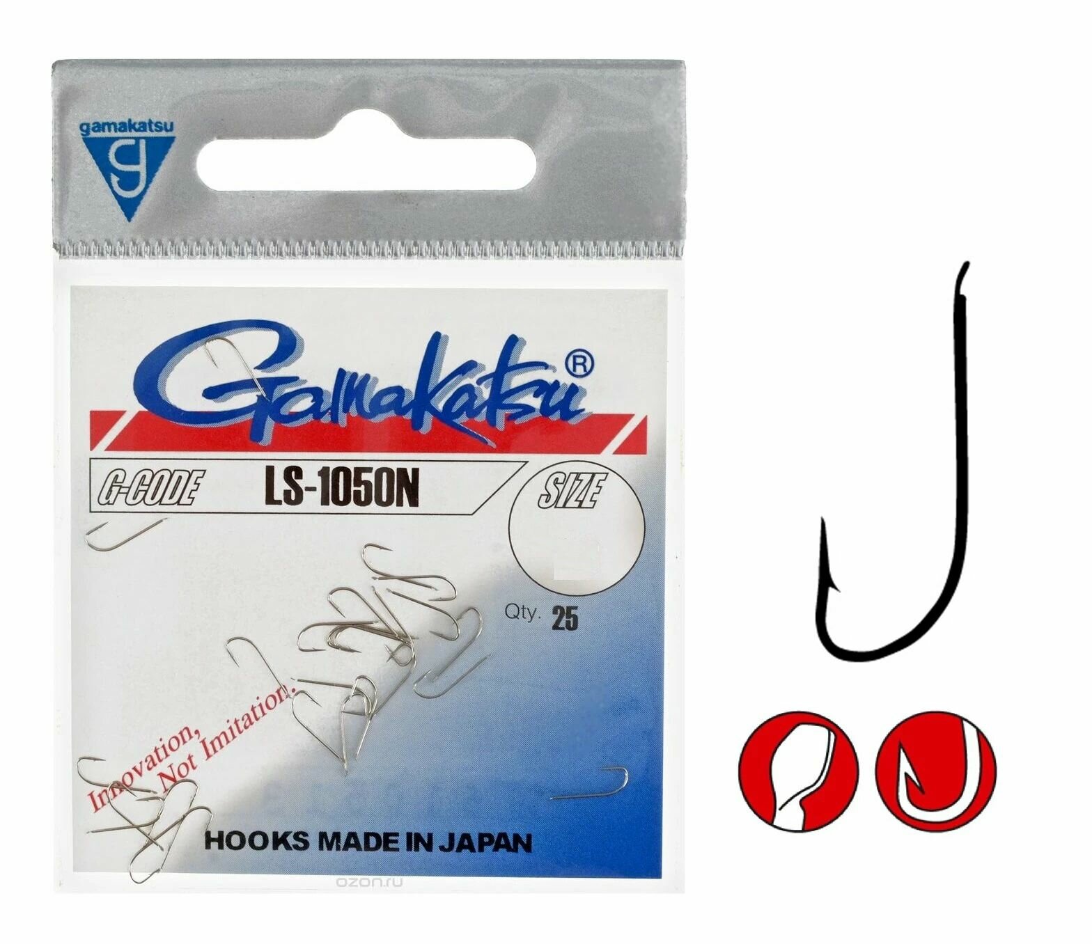 Крючок одинарный Gamakatsu LS-1050N Nickel N10