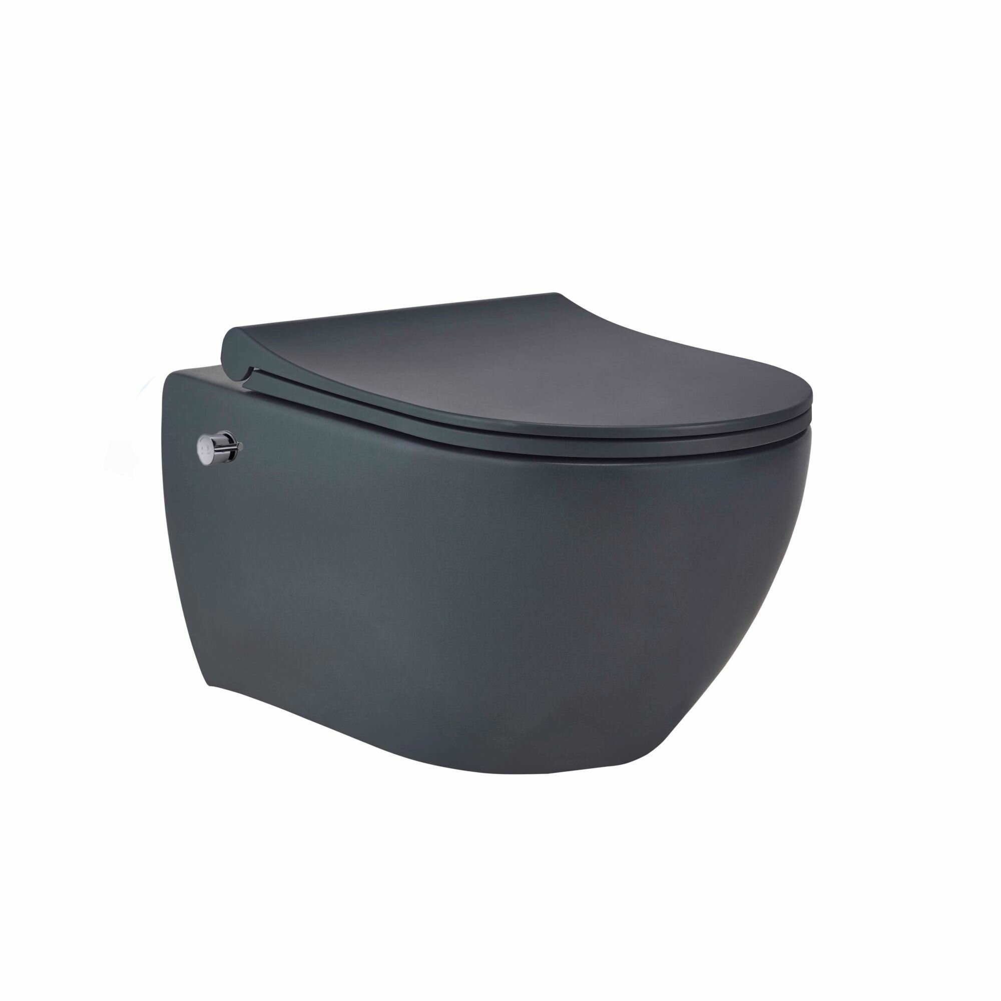 Унитаз подвесной beWash Bogen безободковый, с форсункой биде, со встроенным смесителем горячей и холодной воды, с быстросъёмным сиденьем микролифт черный матовый 88343670 + EVB6387 + EVB3178