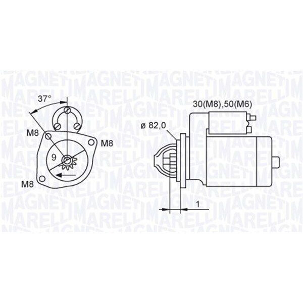 Стартер в сборе для автомобиля, MAGNETI MARELLI 063721389010 (1 шт.)