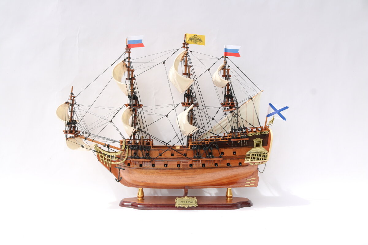 Готовая собранная Модель парусника Van Der Heijden "Полтава", дерево, 74x20x63 см, Россия