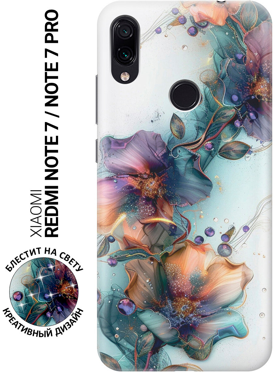 Силиконовый чехол на Xiaomi Redmi Note 7 / Note 7 Pro с принтом "Мистические цветы"