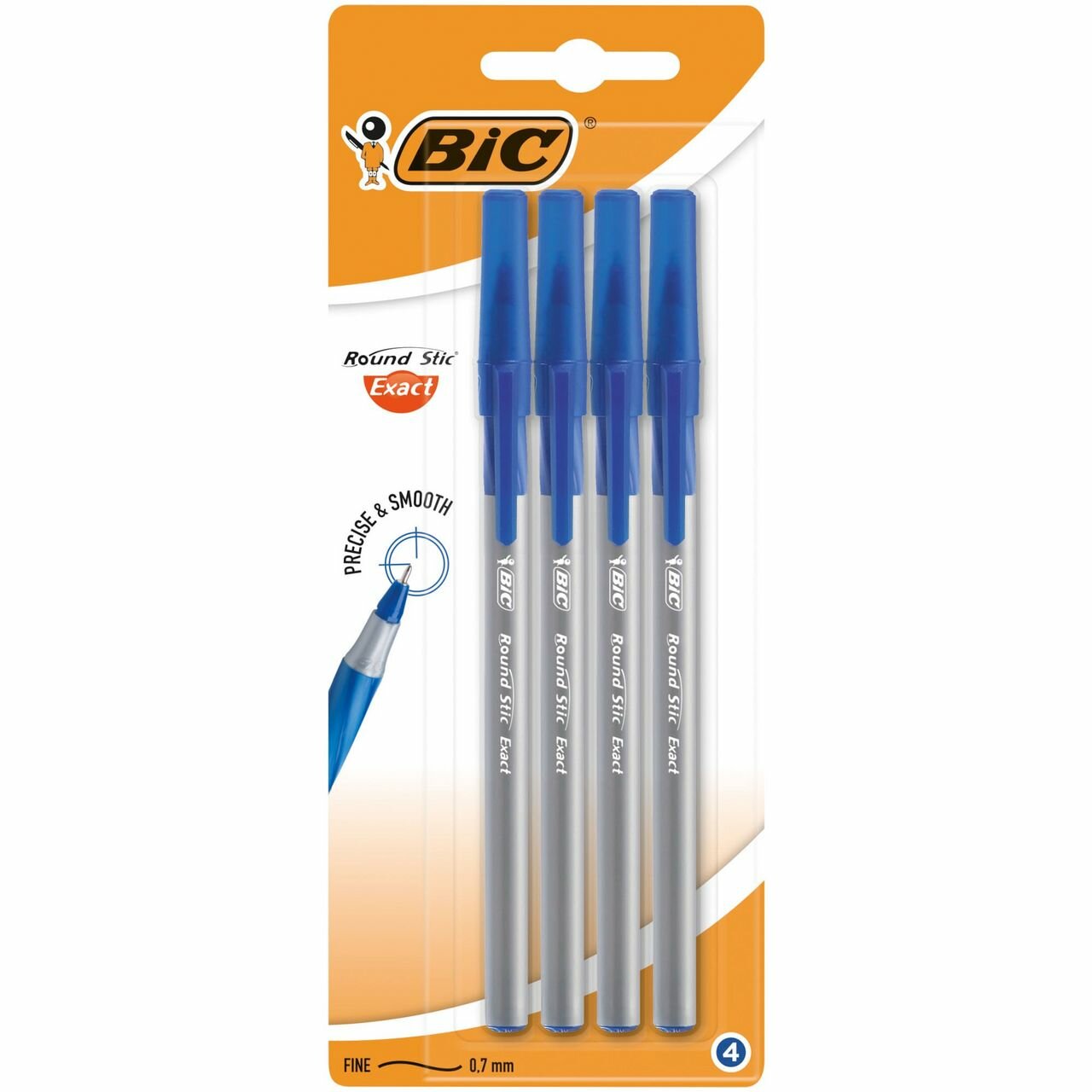 Набор шариковых ручек BIC Round Stic Exact 0,7 мм, синий, 4 шт. x 10 упаковки