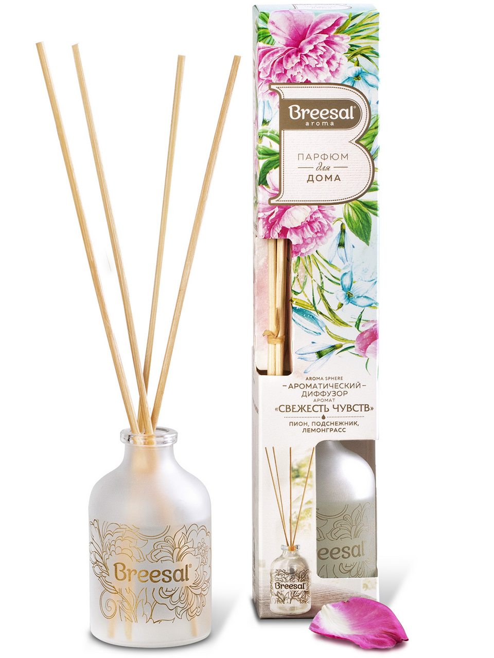 Аромадиффузор BREESAL Aroma Sphere Свежесть чувств, с 4 ротанговыми палочками, 40мл