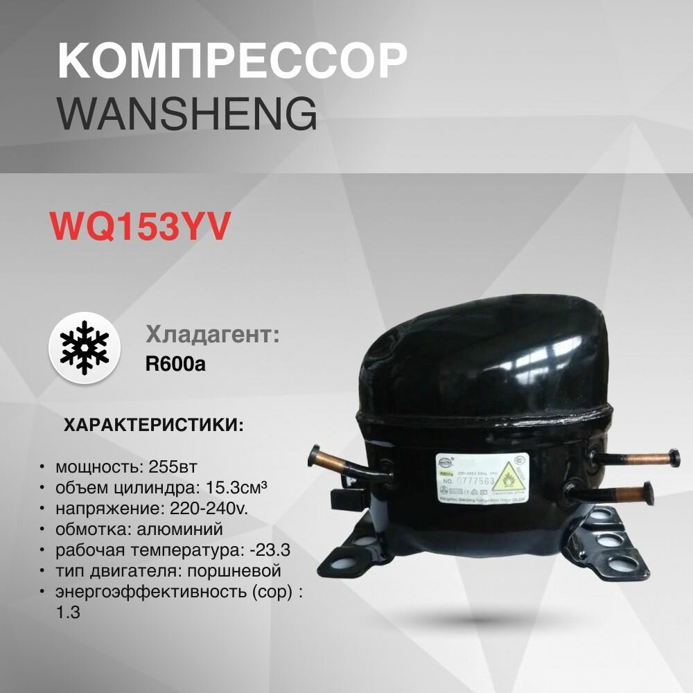 Компрессор Wansheng WQ153YV R600a 255W LBP