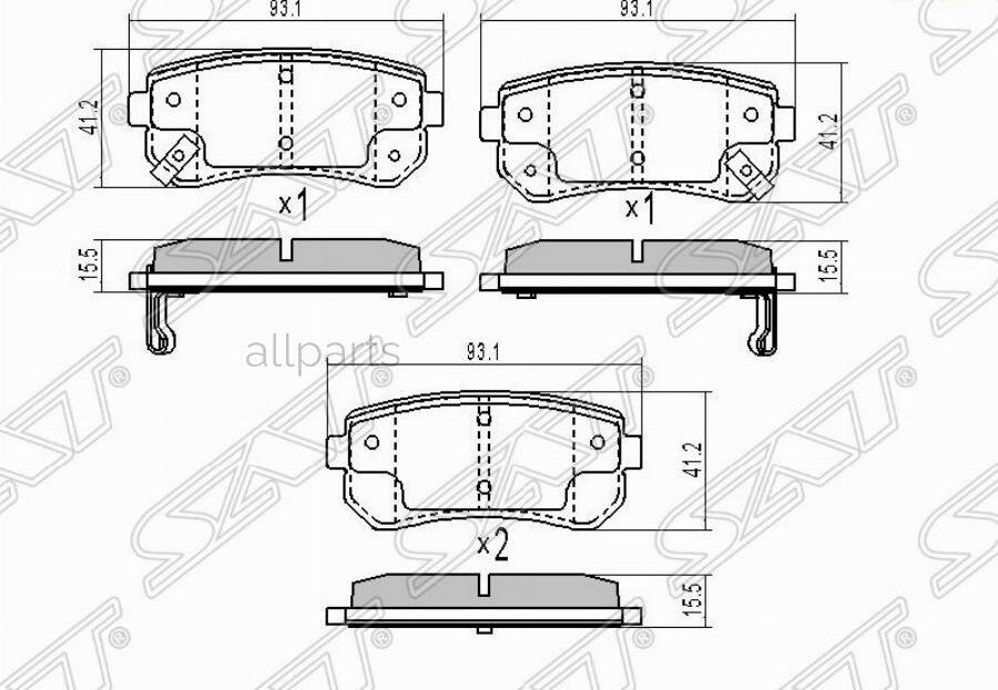 SAT ST-583021MA00 Колодки тормозные (Сзади) Hyundai Creta 15-20 / ix35 09-15