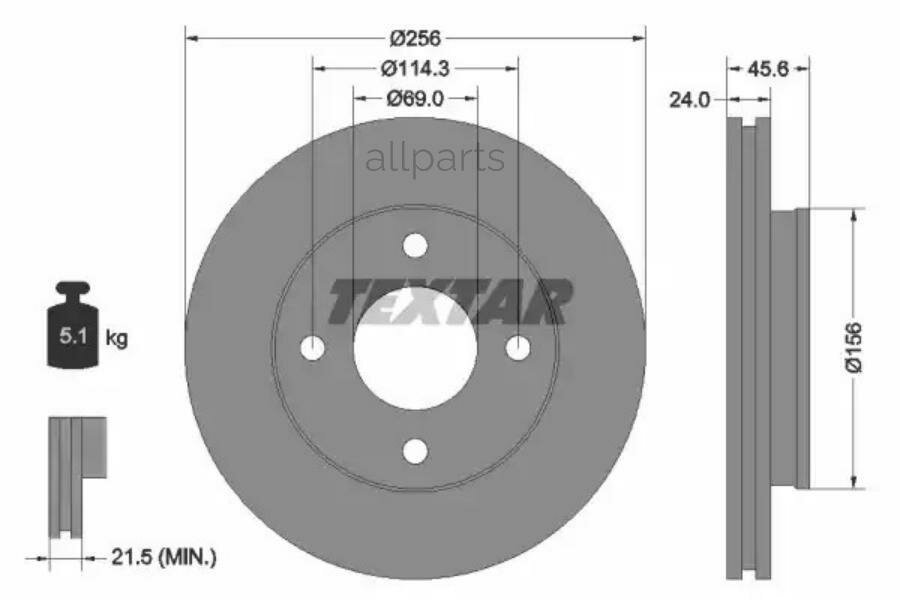 TEXTAR 92134803 Диск тормозной передний