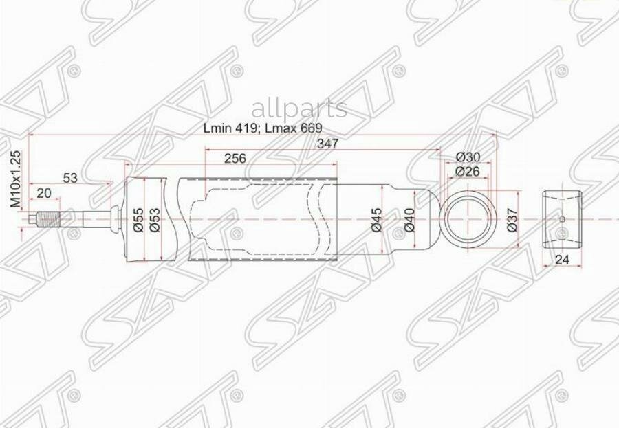 SAT ST-8-97107-985-0 Амортизатор Toyota Dyna 95-99 (Спереди/ Справа=Слева)