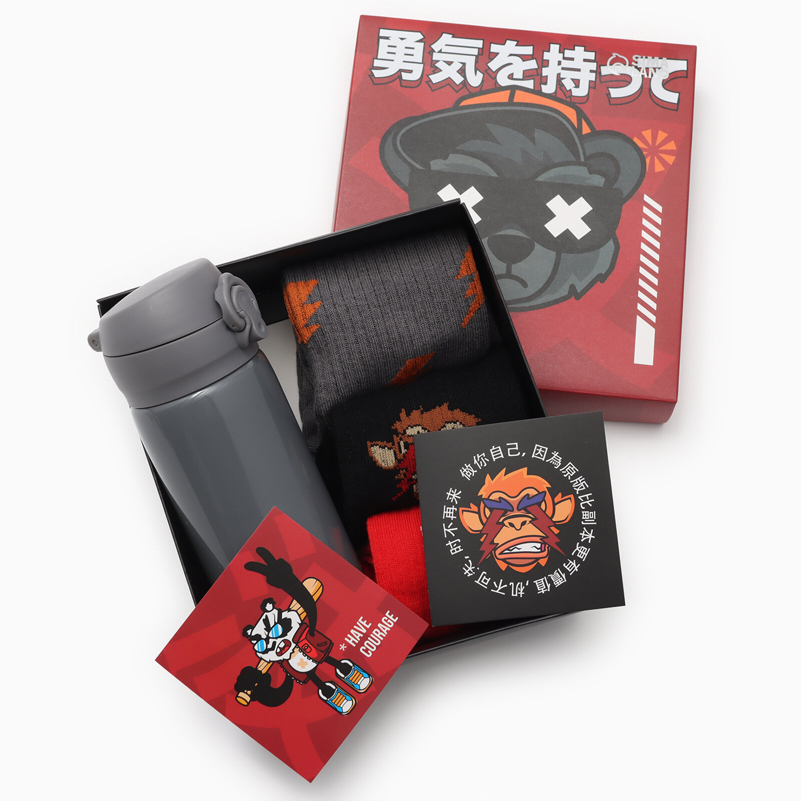 Подарочный набор KAFTAN "Медведь" термос и носки 3 пары, размер 33-35 (20-22 см)