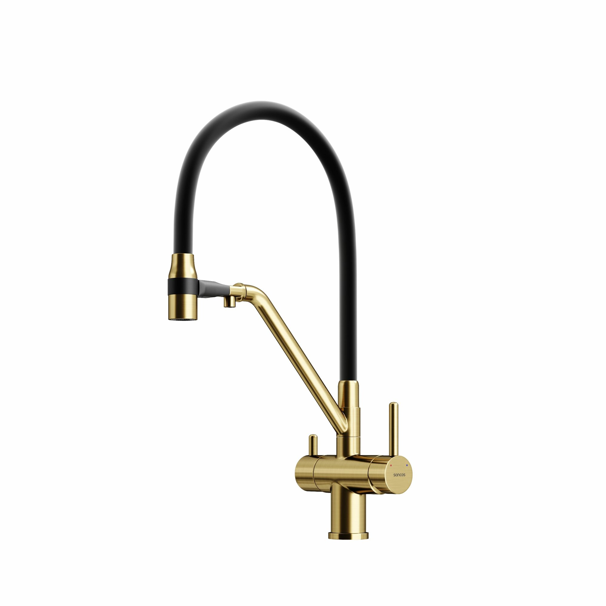 Смеситель для кухни SANCOS Dora с возможностью подключения фильтра для воды, цвет брашированное золото